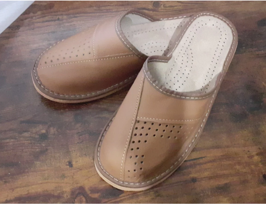 Men slippers genuine leather Mountain style FOLK Hand Made Europe Mule ...