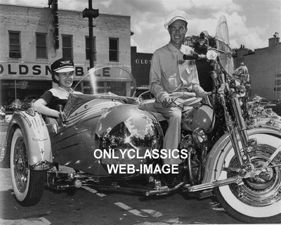 1951 COOL VINTAGE HARLEY DAVIDSON SIDECAR MOTORCYCLE 8X10 PHOTO OLDS ...