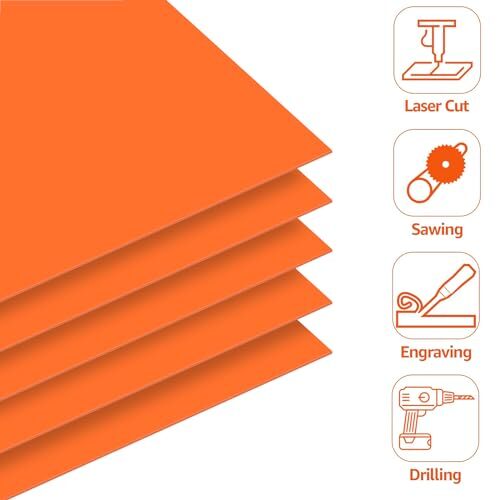 Orange Acrylic Sheet 12” x 16” 2 Pack Glossy Cast Plexiglass Sheets 1/8 ...