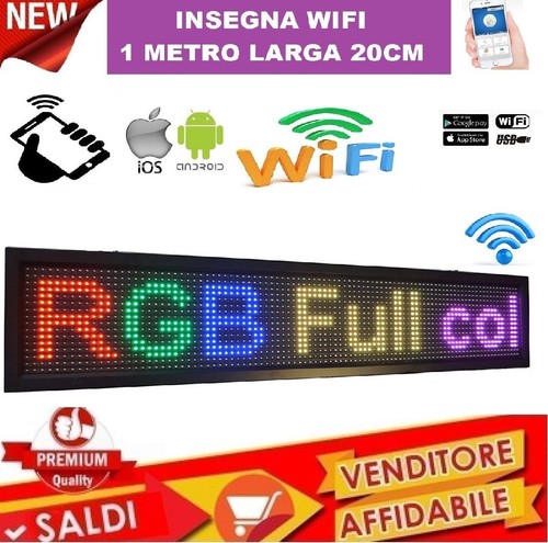 INSEGNA RGB WI-FI LUMINOSA MULTI COLORE SCORREVOLE LED PROGRAMMABILE ...