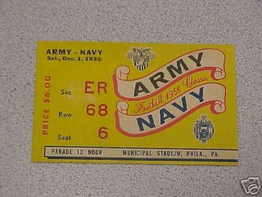 1956 ARMY / NAVY FOOTBALL TICKET STUB. Tie game 7-7 | eBay