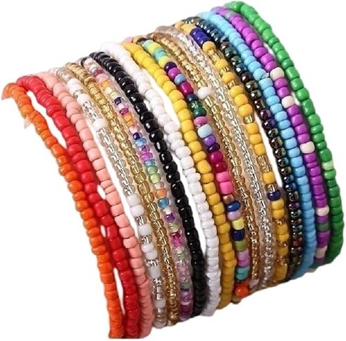 17Pcs Elastic Beaded Handmade Bracelets Bohemian Stackable Beaded ...