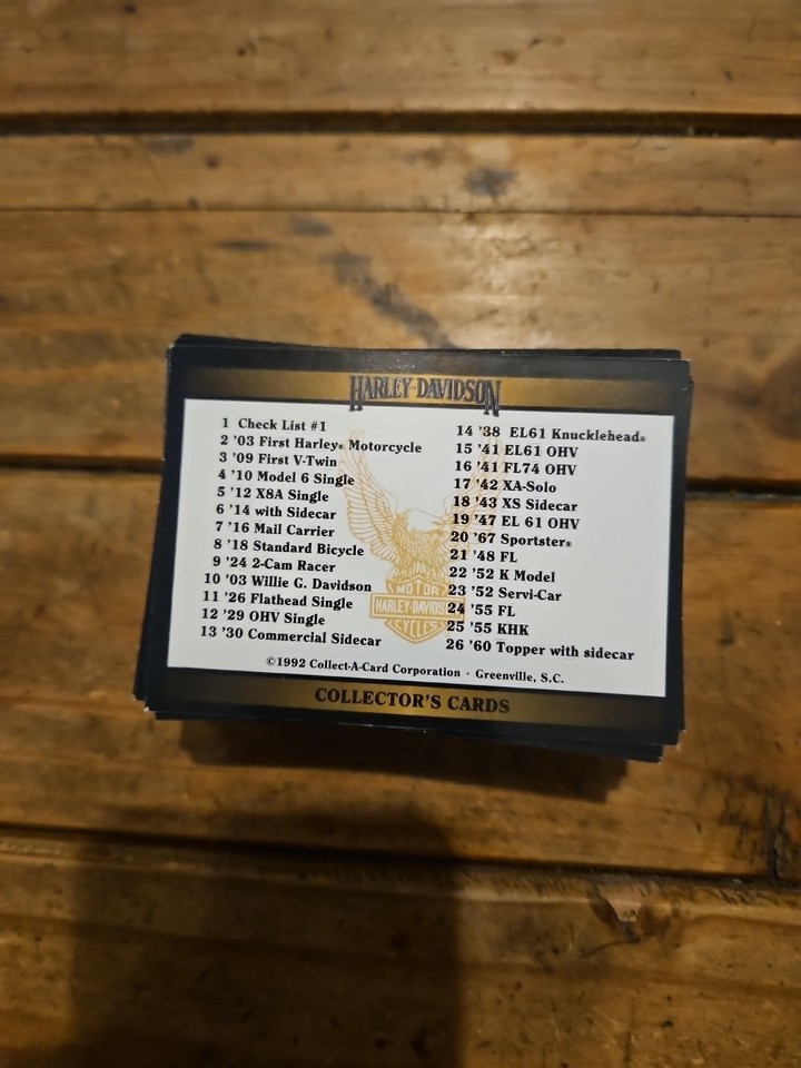 1992 Harley Davidson Series 1 Collector's Cards 100 Count Complete Set ...