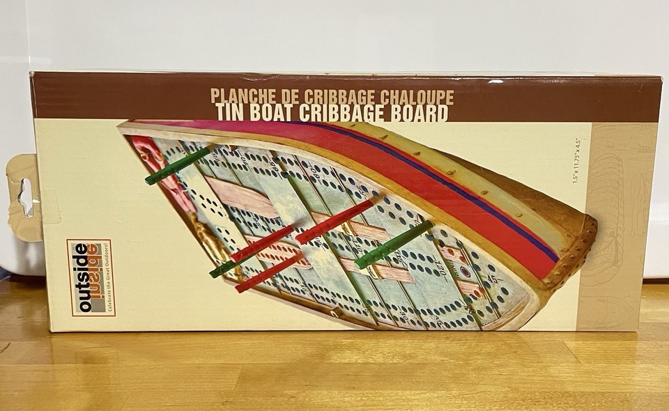 Outside Inside Tin Boat Cribbage Board Hand Painted Resin Game Board ...