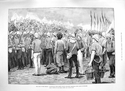 Original Old Antique Print 1885 War Soudan Australian Siers Camp ...