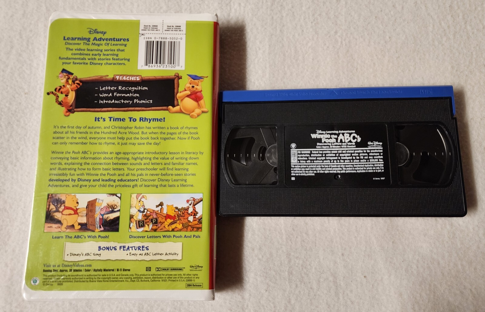 Disney Learning Adventures Winnie the Pooh ABC's Letters Words VHS ...