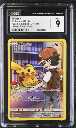Pokemon 2019 Cosmic Eclipse Pikachu 241/236 CGC 9 Secret Rare Holo psa ...