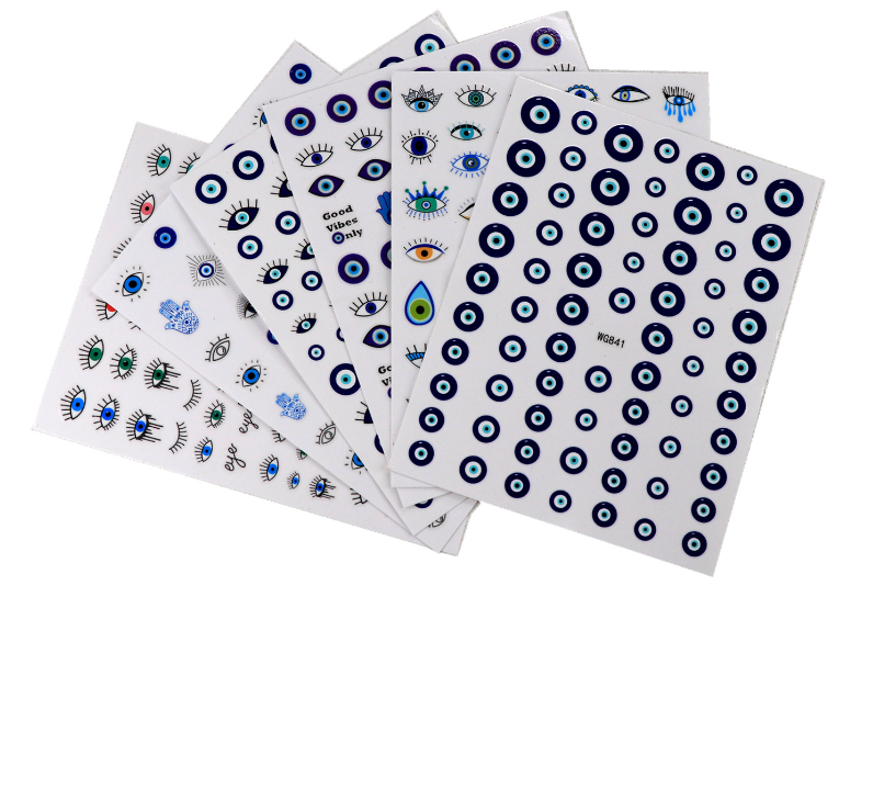 3D Nail Art Stickers Halloween Turkish Blue eye Hand of Fatima Peel ...
