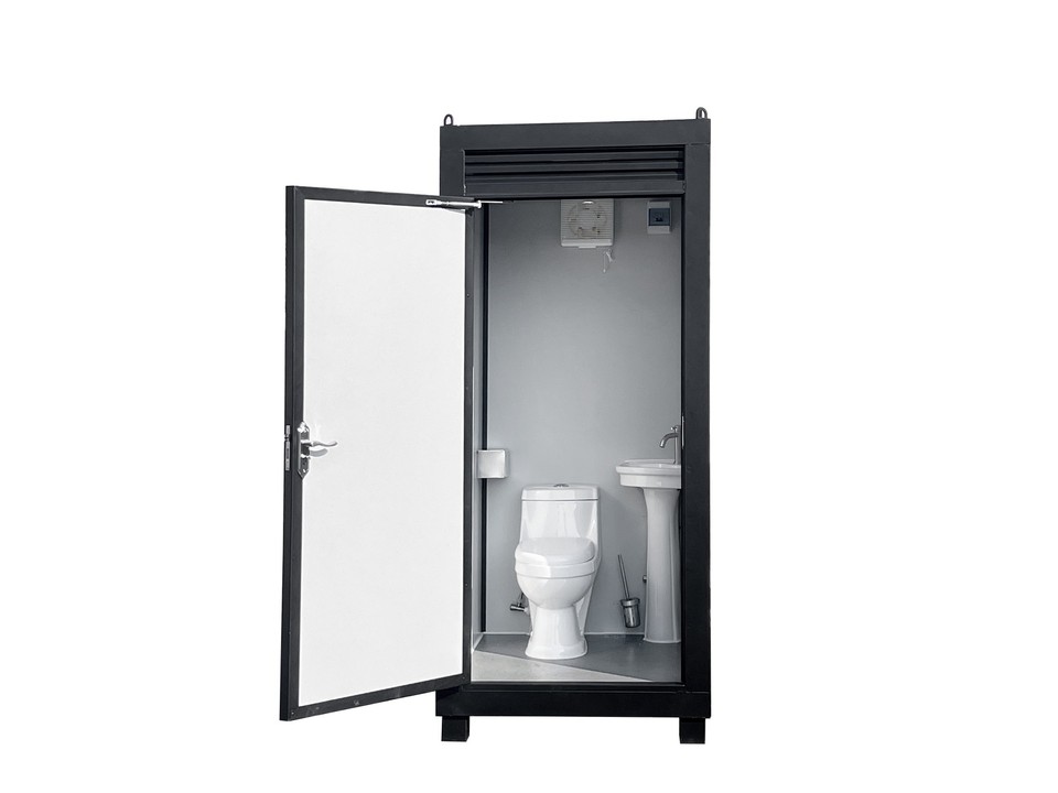Single Outdoor Restroom Portable Mobile Toilet with Sink Ceiling Fan ...