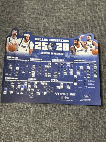 Dallas Mavericks NBA 2025 - 2026 Magnetic Schedule | eBay