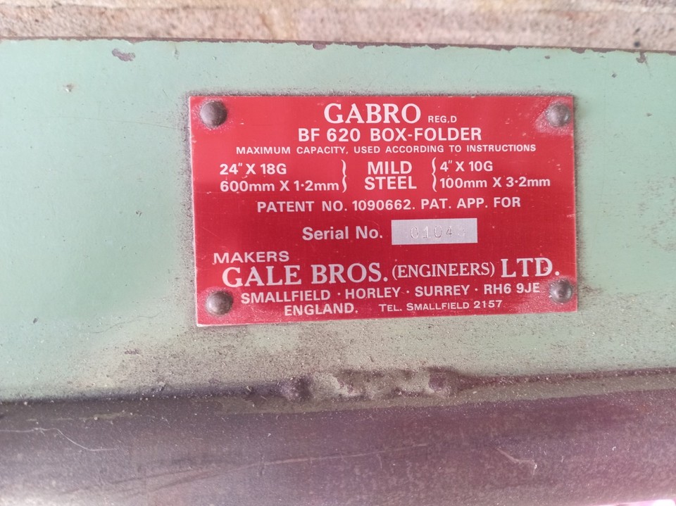 Gabro Model Bf 620 Pan Folder Box, Tooling Included | eBay UK