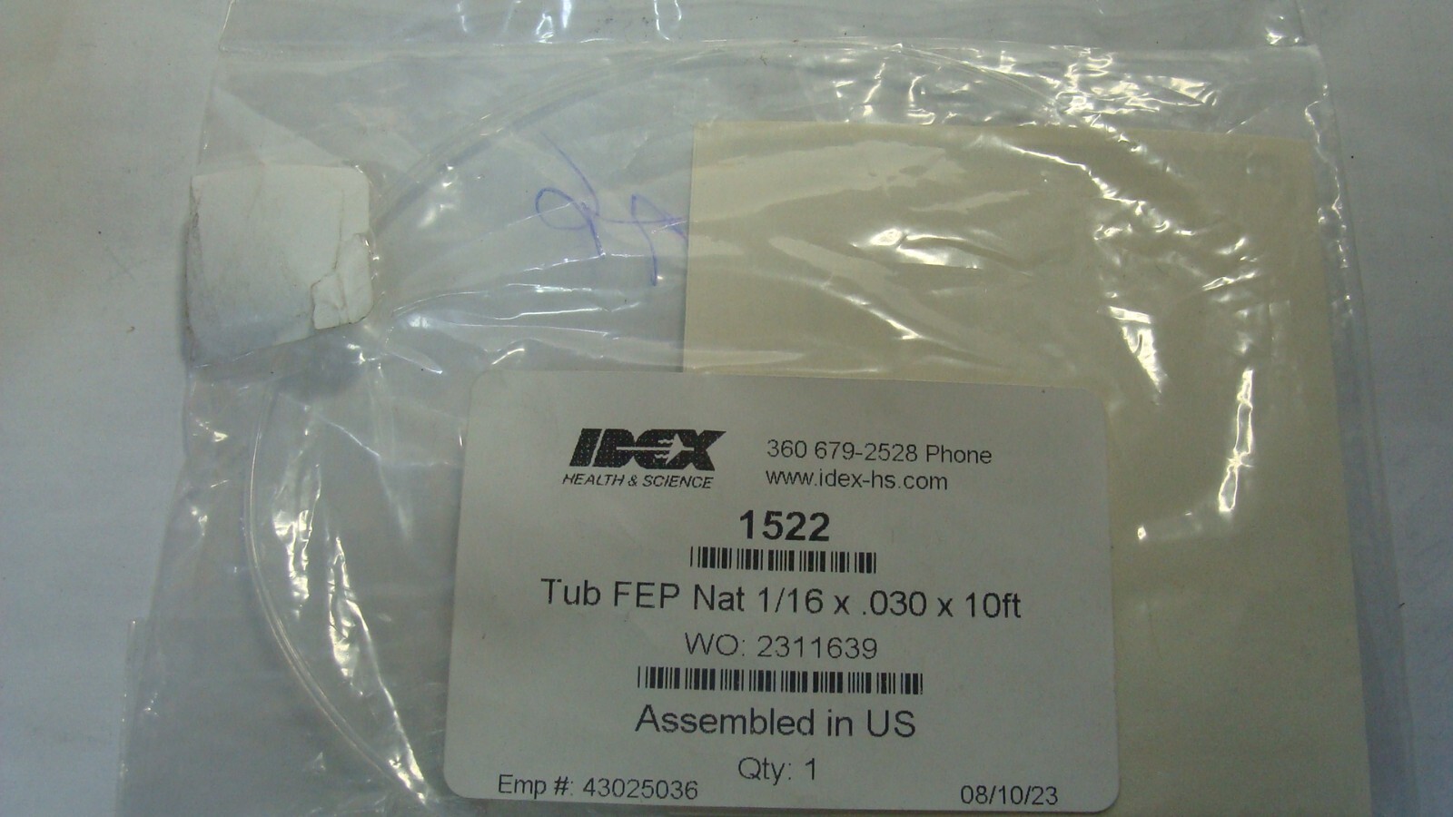 IDEX Polymer Tubing 00301-22915 Fep Nat 1/16 x .030x 19" | eBay