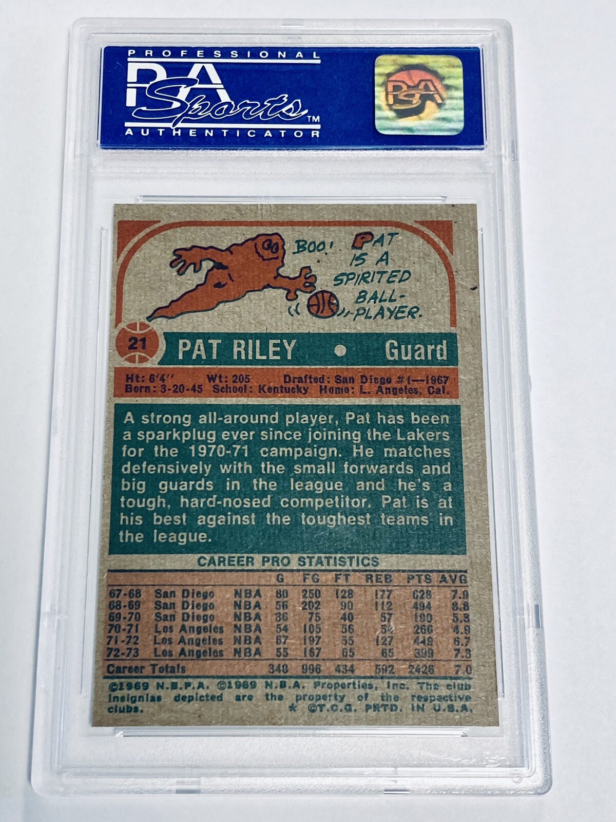 1973 Topps PAT RILEY #21 PSA 9 MINT HOF Los Angeles Lakers NBA ...