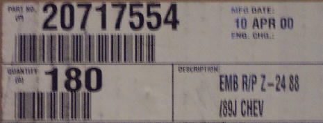 NOS OEM Chevrolet Chevy Cavalier Z24 Nameplate Emblem 1988 - 1992 Red ...