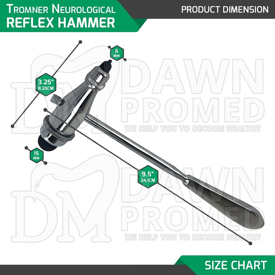 Tromner Neurological Reflex Hammer 9.5" 3 in 1 Pin With Small & Large ...