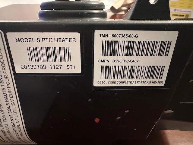 💎OEM 12-15 Tesla Model S PTC Air Heater Core Box Unit Assembly ...
