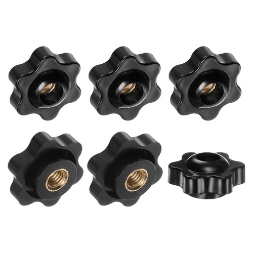 6Pcs 6 Star Knobs 1/4"-20 Female Thread Through Hole Brass Handles ...