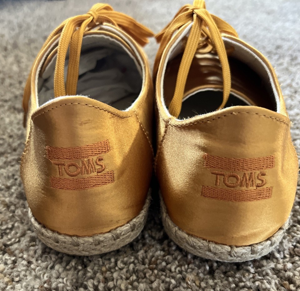 TOMS Women Lena Sunflower Satin Espadrille Lace-up Tennis Yellow Shoes ...