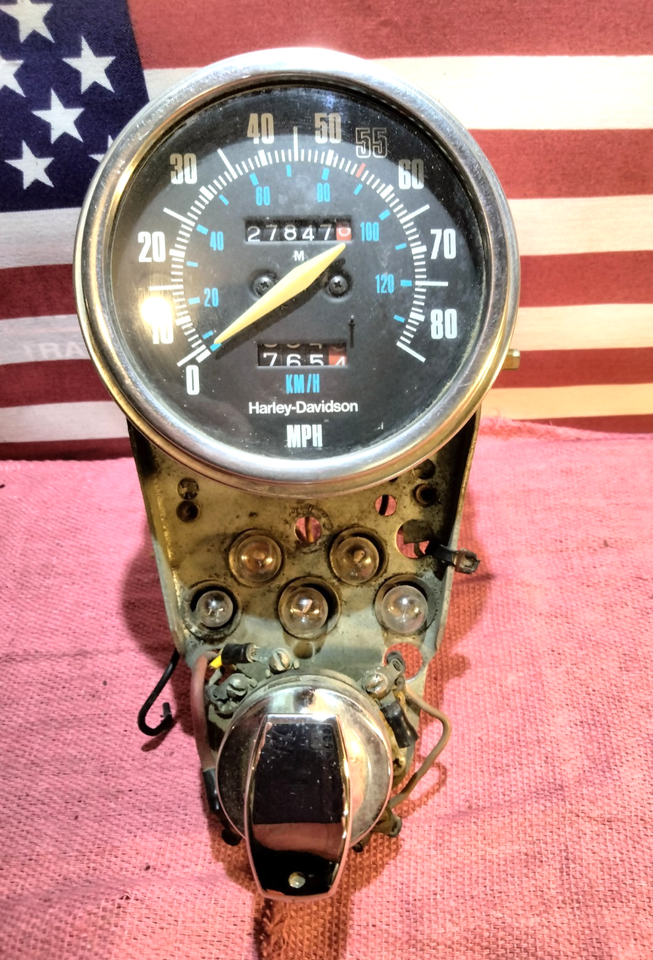 OEM 80-84 Harley-Davidson Speedometer & 5-light Dash Base FLH FXEF FXWG ...