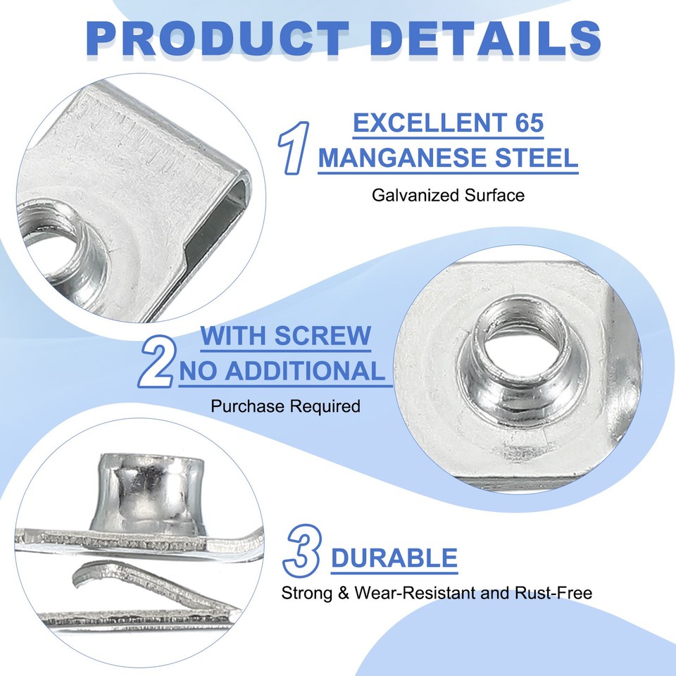 10 Pcs M5-0.8 Extruded U Nut & Body Bolt Kit Fastener Hardware for Automotive | eBay