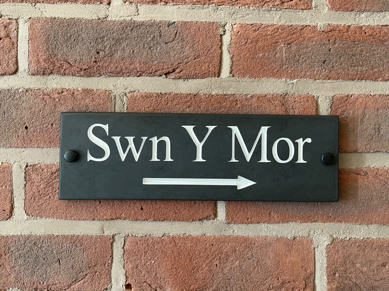 Natural Slate 12”x4” Gate House Sign Plaque Door Address Plate Deeply ...