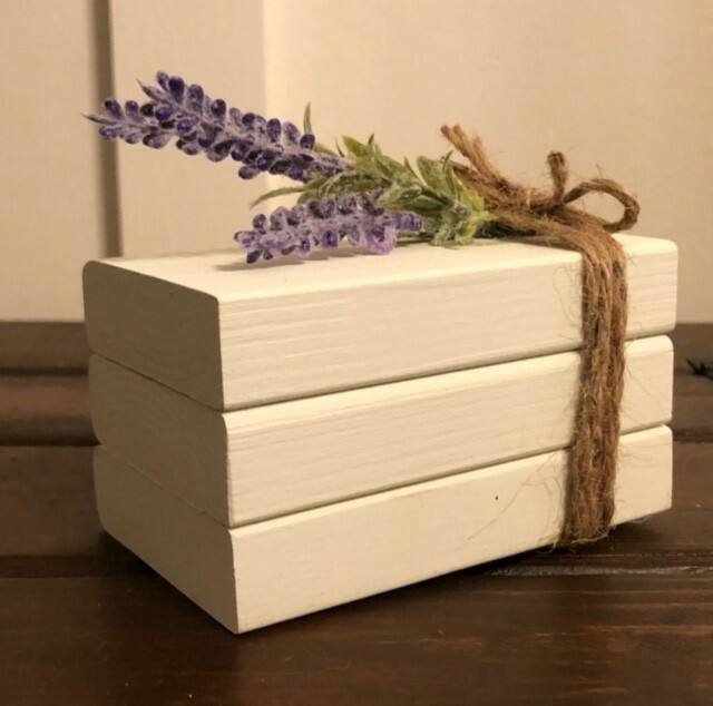 Farmhouse Books, Mini Wooden Book Stack, Tiered Tray Decor | eBay