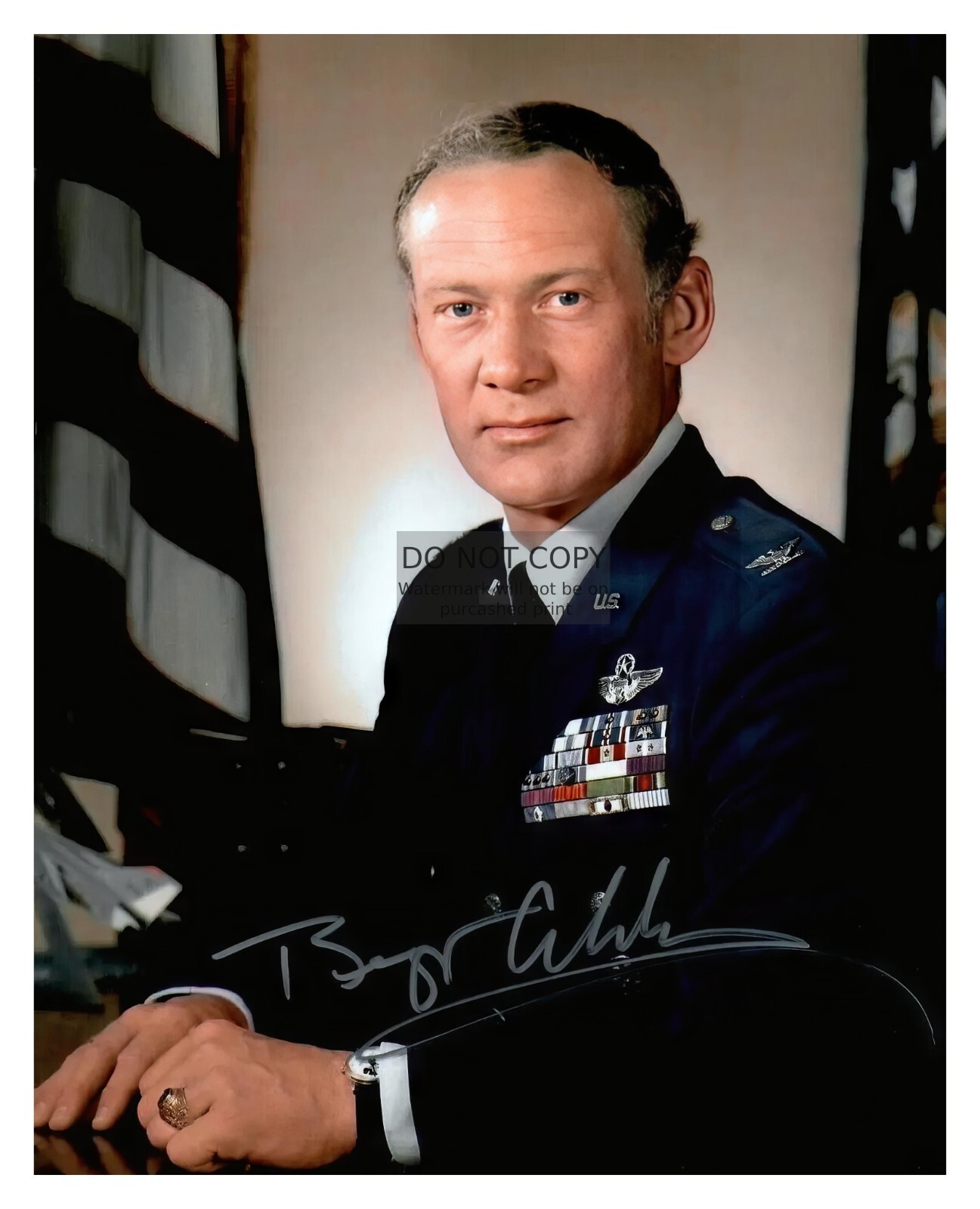 BUZZ ALDRIN APOLLO 11 NASA ASTRONAUT AUTOGRAPHED MILITARY PORTRAIT 8X10 ...