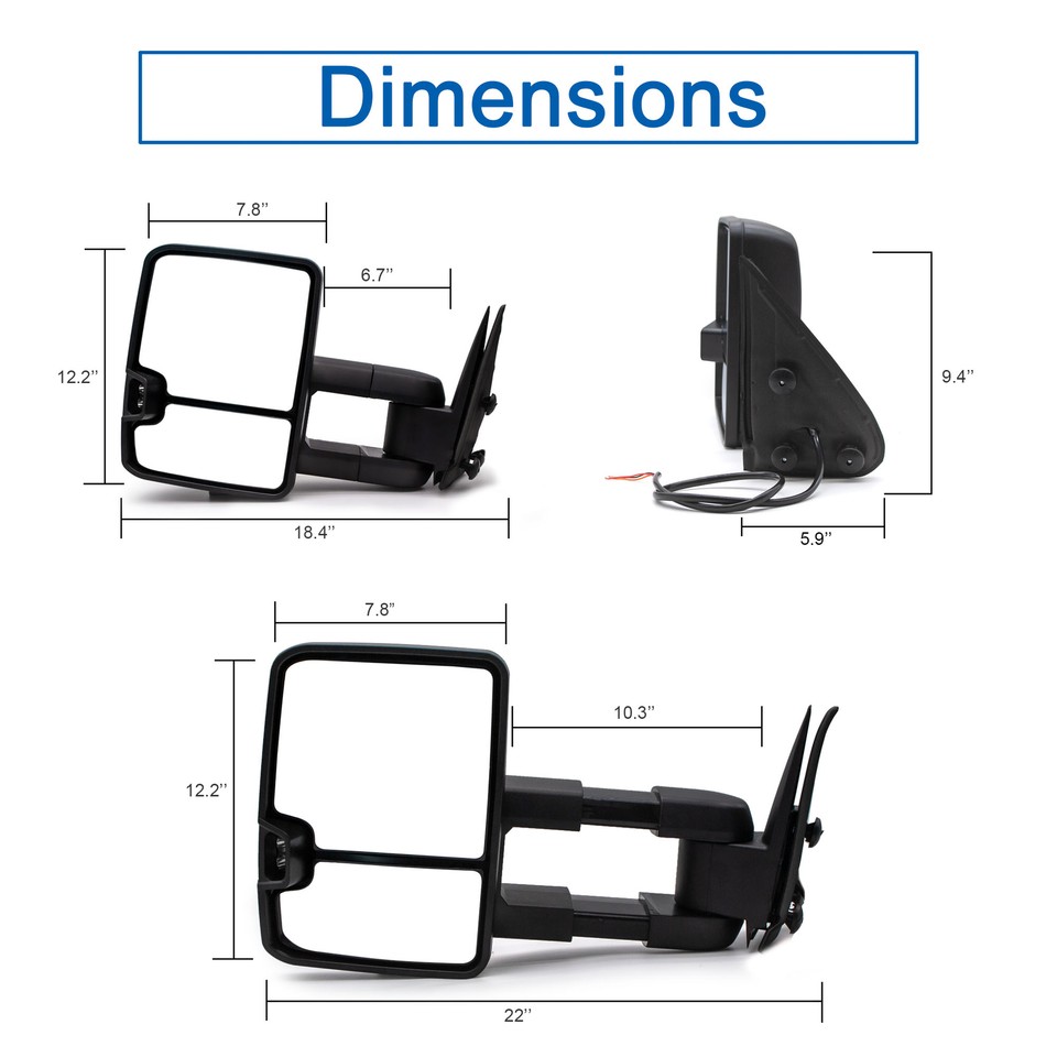 Pair Tow Mirrors For 1999-2006 GMC Sierra 1500/2500/3500 Manual Fold ...