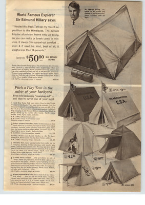 1963 PAPER AD Sir Edmund Hillary Pack Tent Toy Play Civil War Tents | eBay