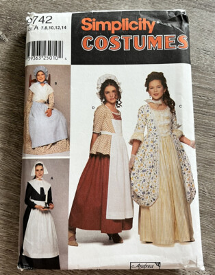 Simplicity 9742 Teen Pilgrim Pioneer Puritan Girls Costume Dress Sewing ...