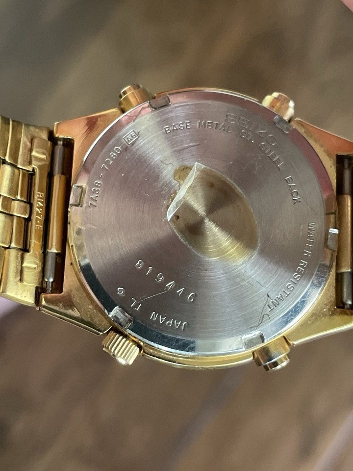 Vintage 80s Seiko Men's Gold-Tone Chronograph Tachymeter Quartz Watch ...