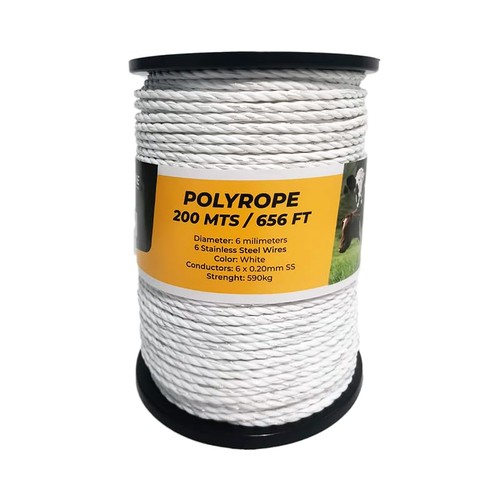 TRAE Electric Fence Polyrope 656 Feet 200 Meters, 6 Stainless Steel ...