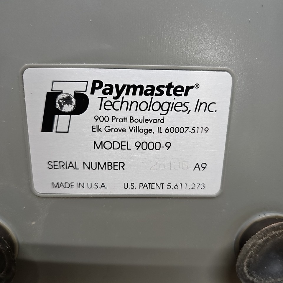 Paymaster 9000 Series (Model 9000-9) Check Writer Money Order Machine ...