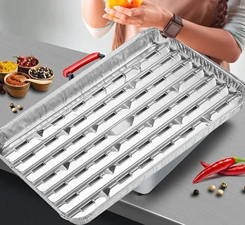 20-Pack Disposable Aluminum Grill Liners with Holes - 13.40 Inch BBQ ...