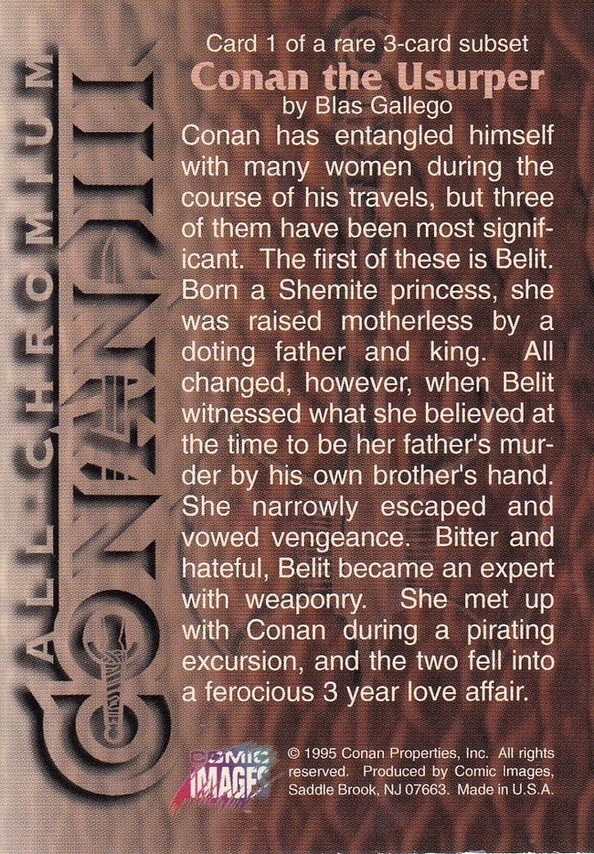 Conan Series 3 III 1995 Comic Images RARE Subset Insert Card 1 of 3 | eBay