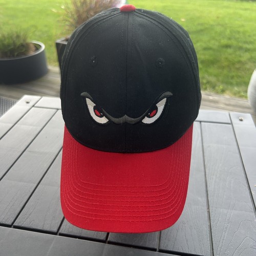 Minor League Baseball EYEs w Eyebrow Hat Cap Red Bill Black Fabric ...