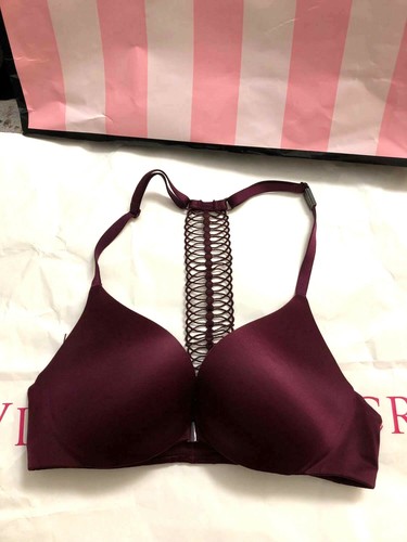 Victoria's Secret Very Sexy Plunge T-back Front Close Bra Black Orchid ...