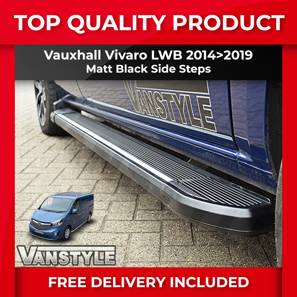 FITS VAUXHALL OPEL VIVARO 14>19 BLACK SIDE STEPS LWB SIDE BARS RUNNING ...