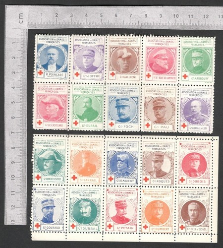 (AOP) France WW1 RED CROSS poster stamps Military Leaders set of 20 in ...