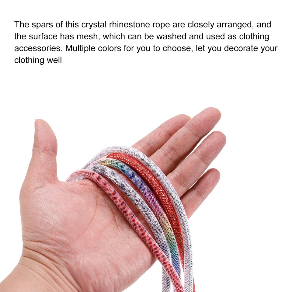 6mm x 120cm Rhinestone Rope Crystal Rope White Mesh Dark Blue Diamond ...