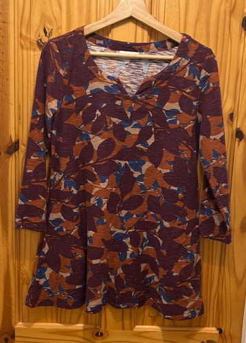 Ladies Adini Size XS Cotton Burgundy Mix 3/4 Sleeve Tunic with Side ...