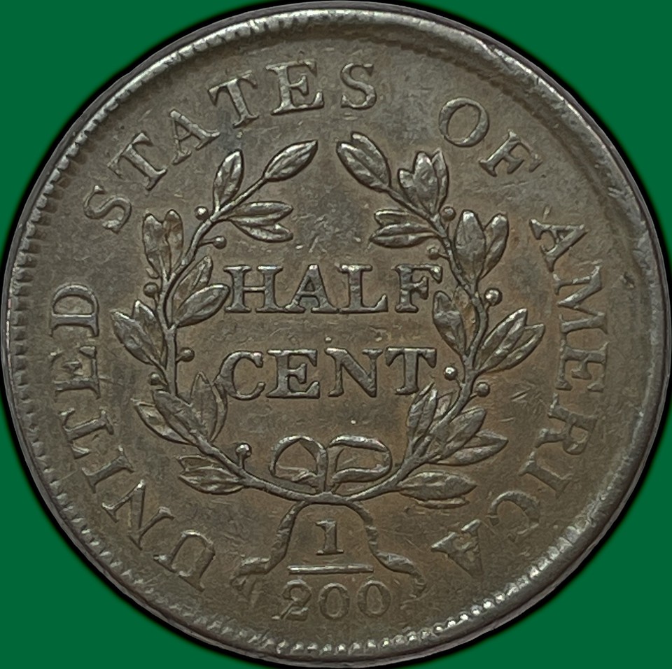 1804 Crosslet 4 No Stems C12 Draped Bust Half Cent Almost Uncirculated ...