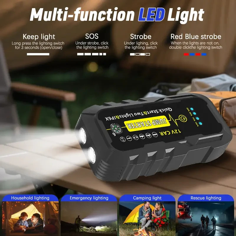 Portable 1500A Car Jump Starter Power Bank Emergency Battery Charger ...