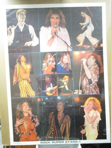 Rock super stars II 1977 rock and roll large collage poster vintage Inv ...