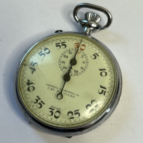 Vintage Central Scientific Co Chrome Stopwatch 73535 Swiss Pocket Timer ...