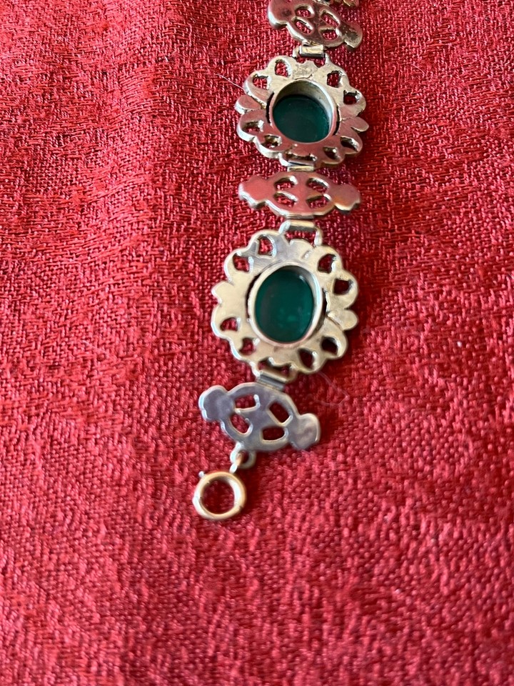 Vintage FILI PERUZZI Sterling Silver Green Chalcedony Bracelet | eBay