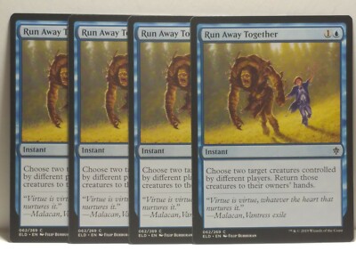 Run Away Together X4 4X Playset Common Fresh Throne of Eldraine MTG New ...