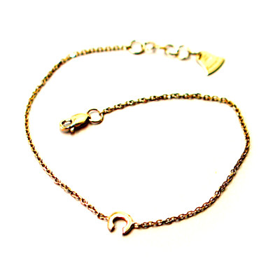 18k rose gold rolo thin bracelet with central small 5mm letter initial ...