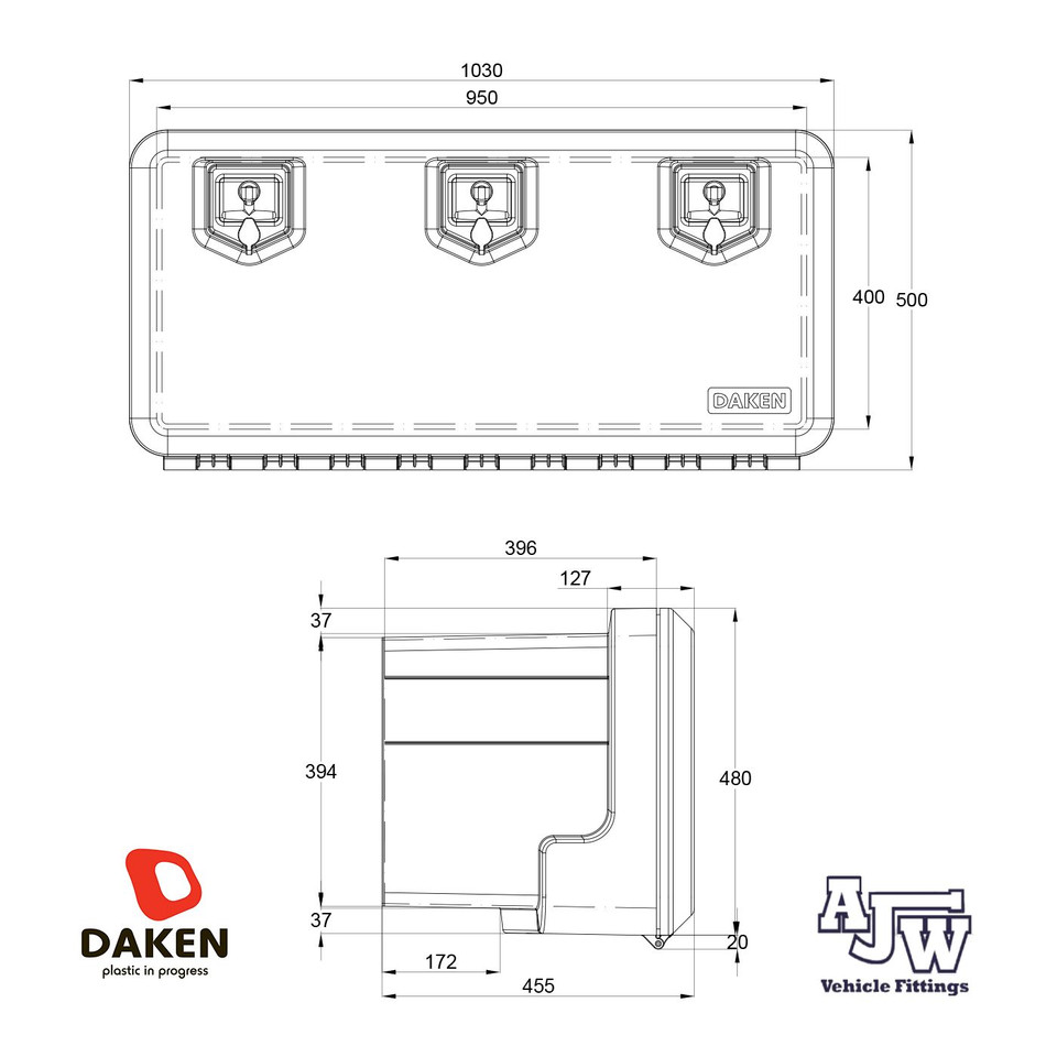 DAKEN WELVET 1030/500/455 Tool Box Truck Storage Box Lorry Tool Case ...