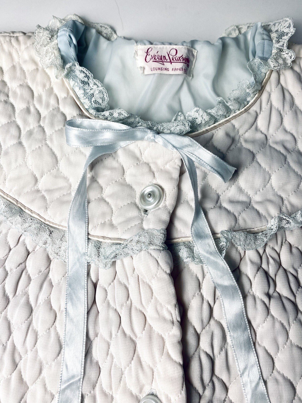 Vintage Boudoir Jacket Bed Coat 1960s Quilted Blue Pinup Swing Lace ...